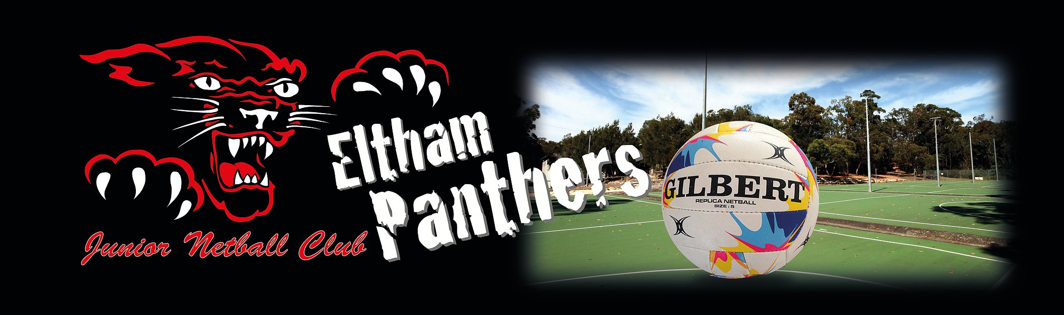Panthers JNC red:white txt logo v2 - Eltham Panthers Netball Club